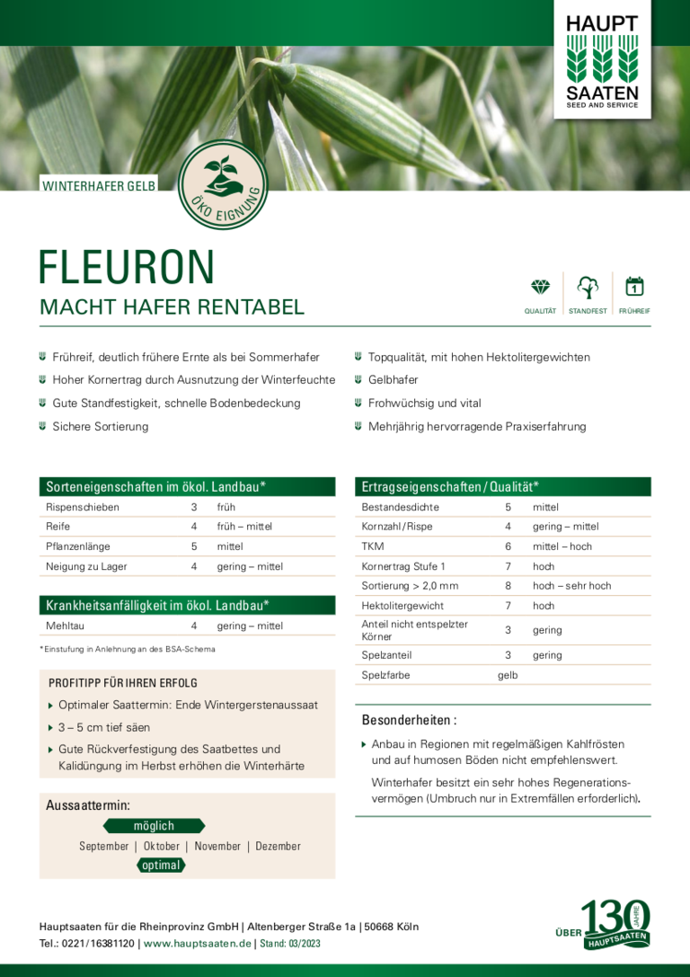 Fleuron | Hauptsaaten